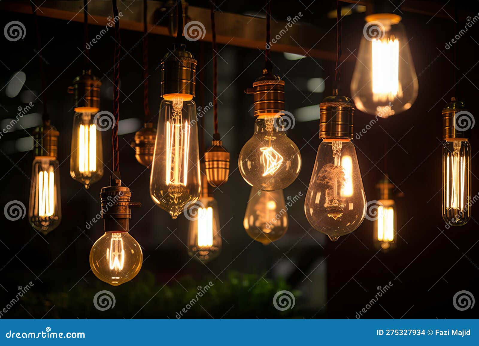 Closeup on Group of Different Vintage Edison Light Bulb Types ...