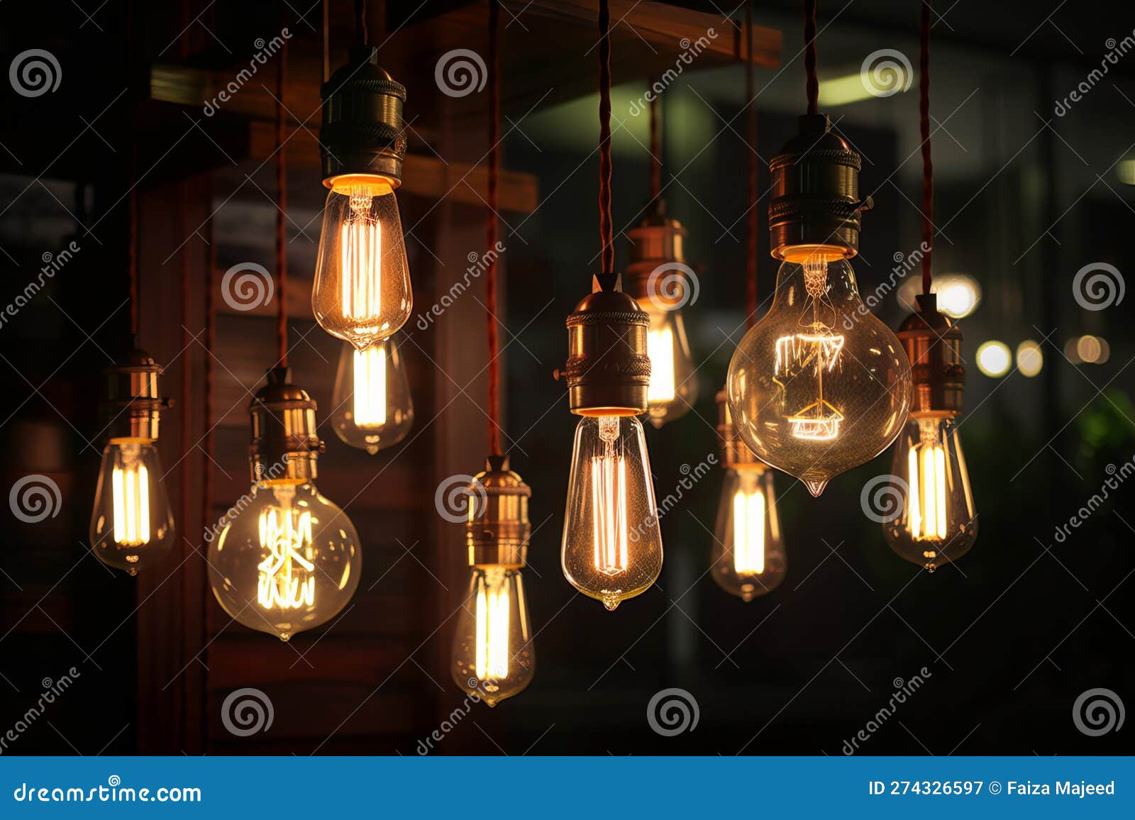 Closeup on Group of Different Vintage Edison Light Bulb Types Stock ...