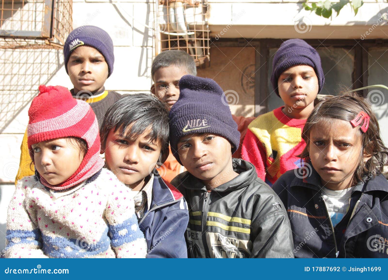 Closeup of a Group of Poor Children in India Editorial Photography ...