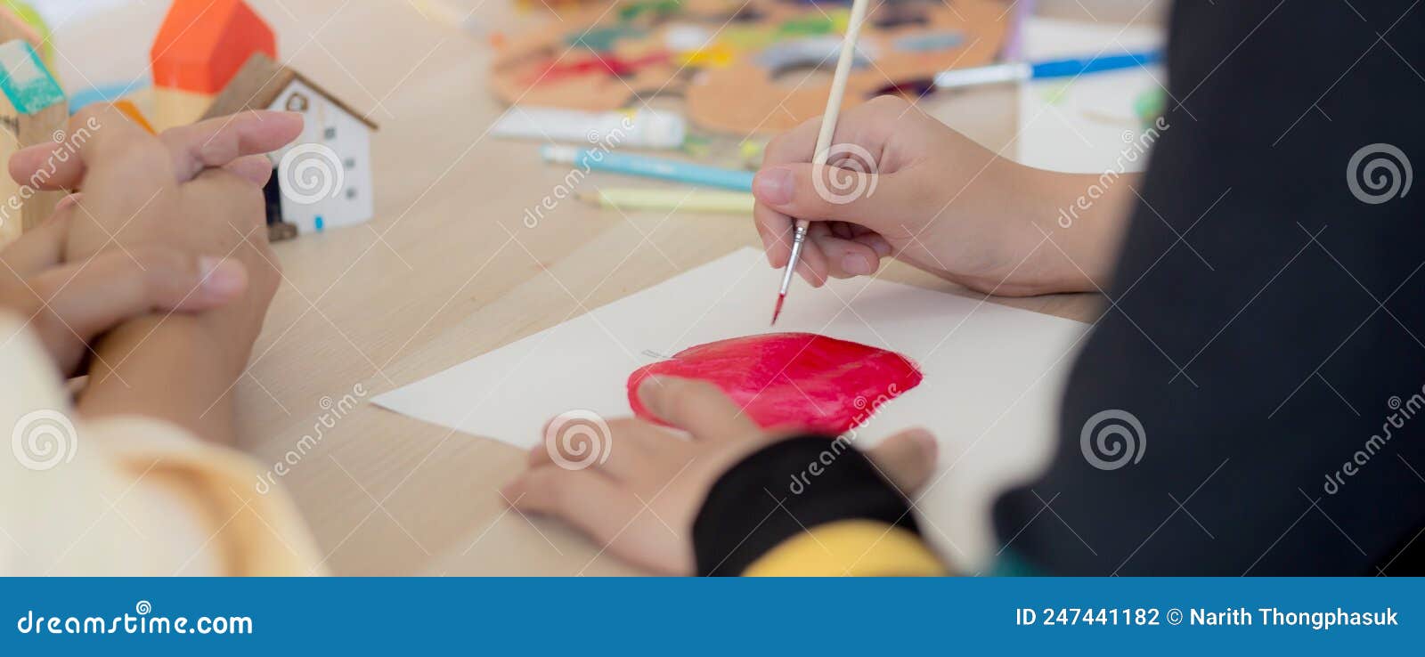 Closeup Group of Student Sitting and Studying and Learning Drawing with ...