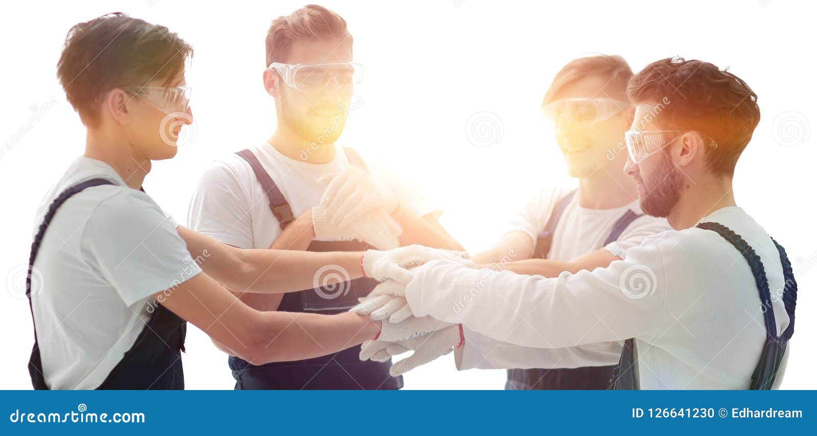 Closeup.group of Workers Standing in Circle Stock Photo - Image of ...