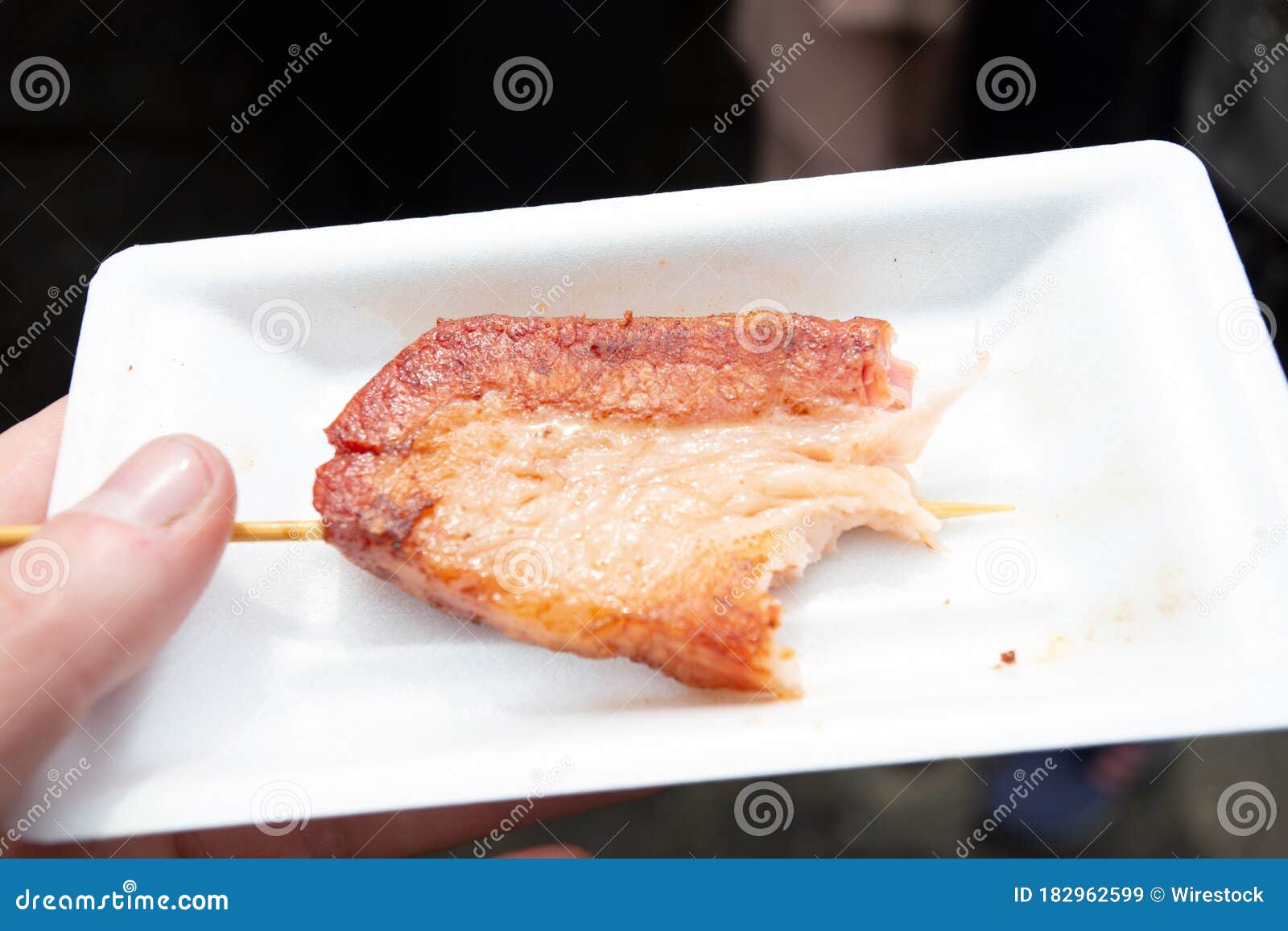 Closeup of a Half Eaten Meat Fillet on a Stick Stock Image - Image of ...