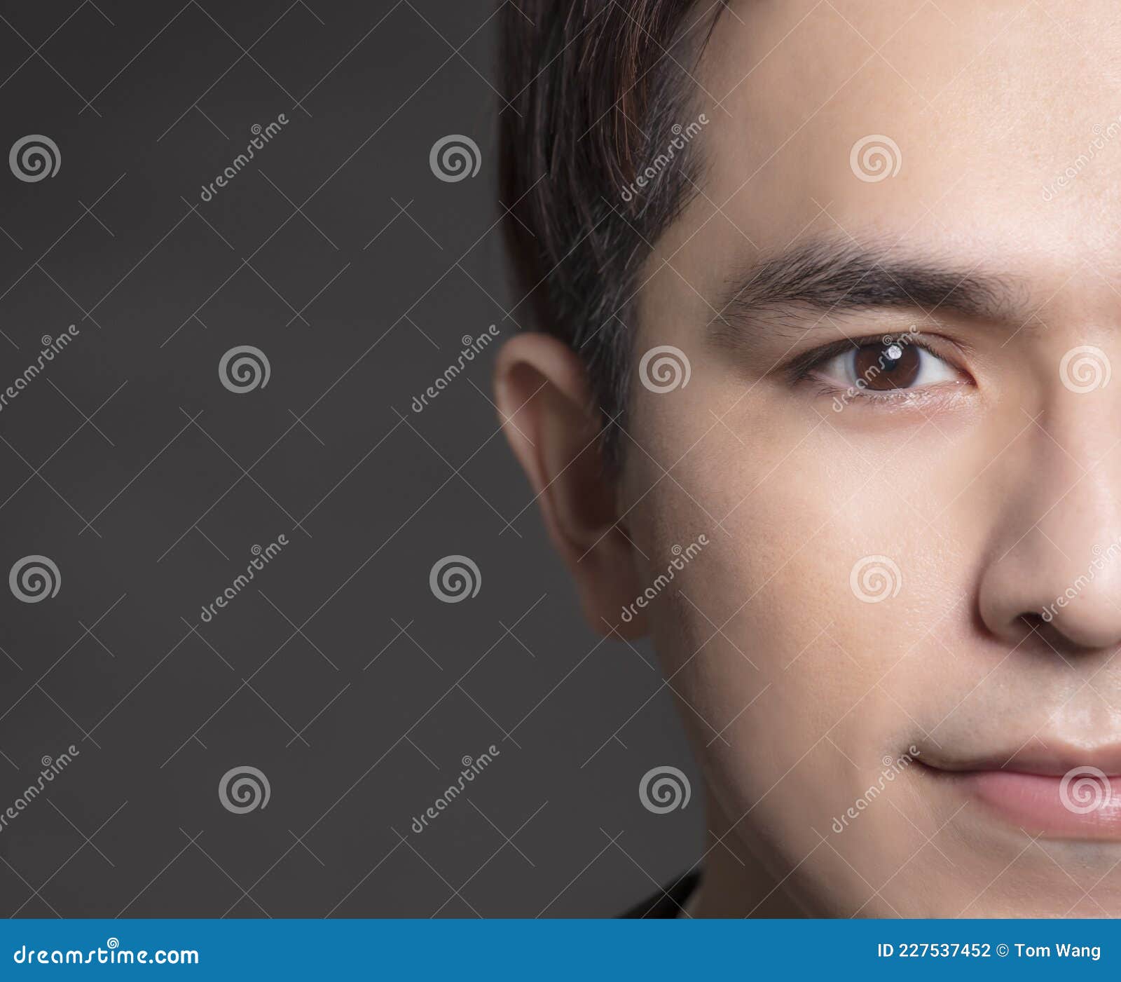 Closeup Half Face of Asian Young Man Stock Photo - Image of handsome ...