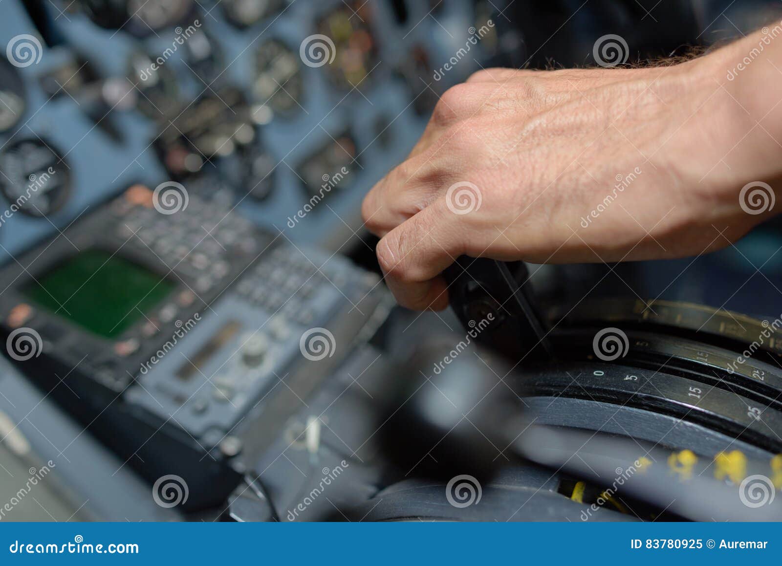 Closeup Hand on Aircraft Controls Stock Image - Image of male, power ...