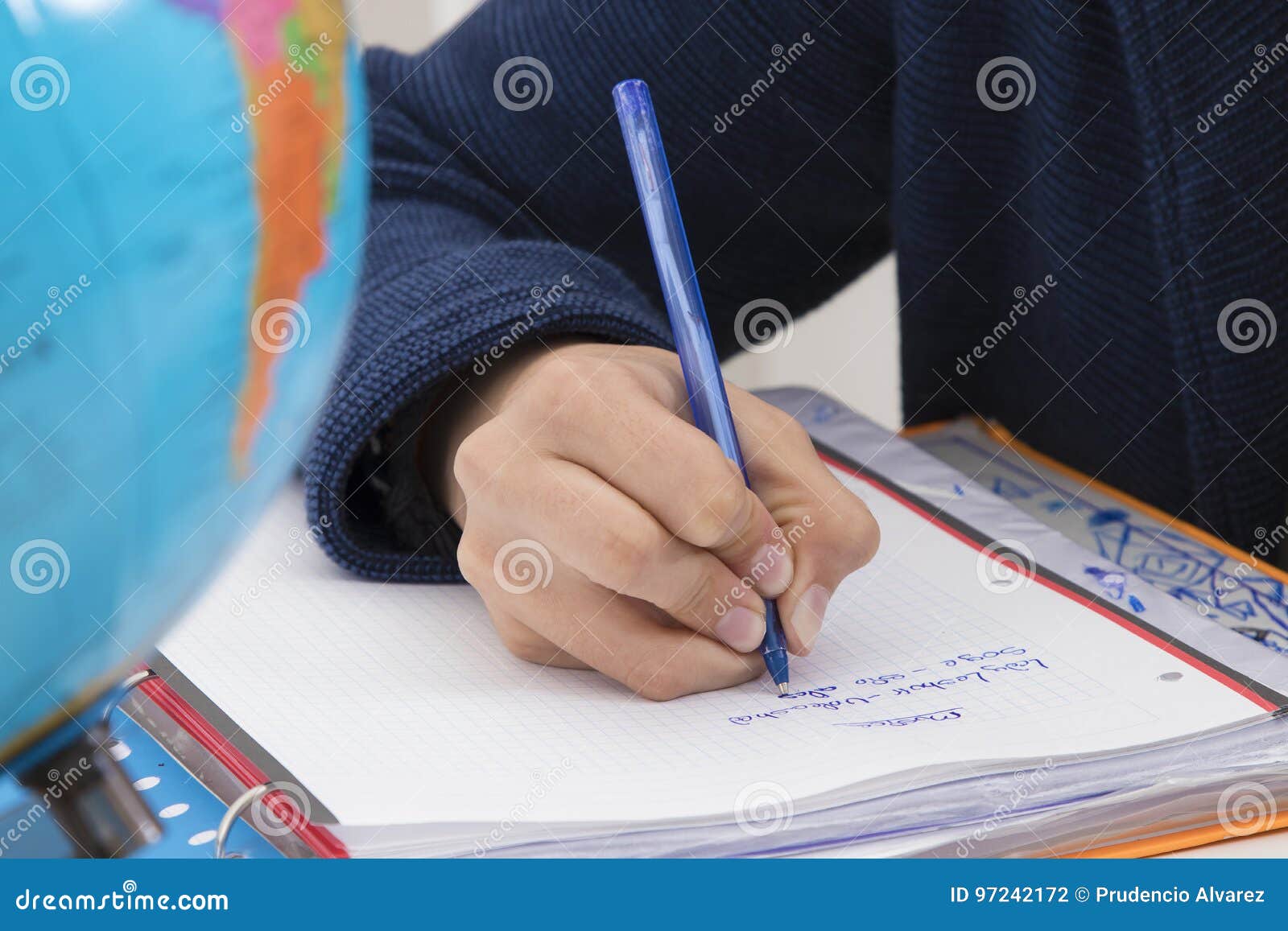 Hand of the child writing stock photo. Image of education - 97242172