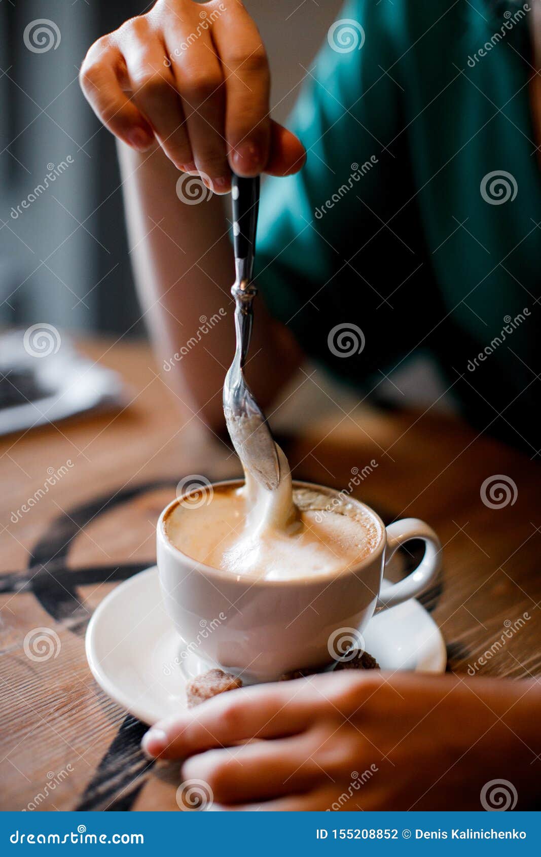 Closeup of Hand with Coffee Cup in a Cafe Stock Photo - Image of ...