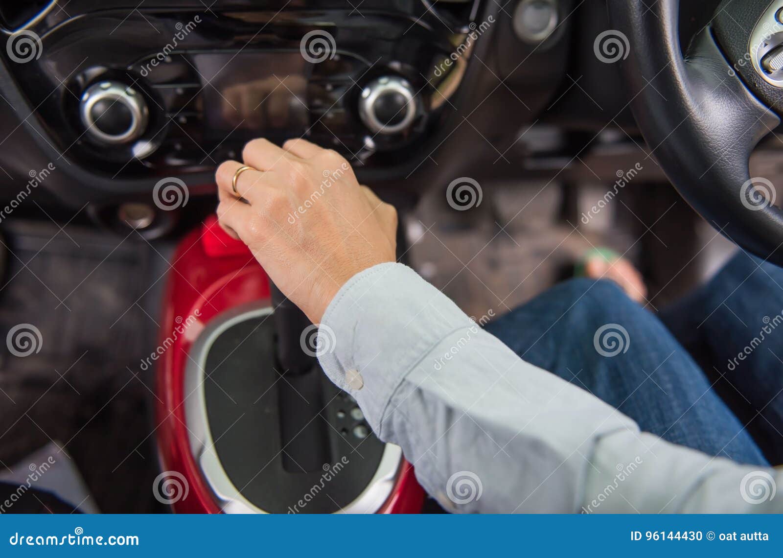 Closeup of Hand Gear Stick Driving Car Stock Photo - Image of modern ...