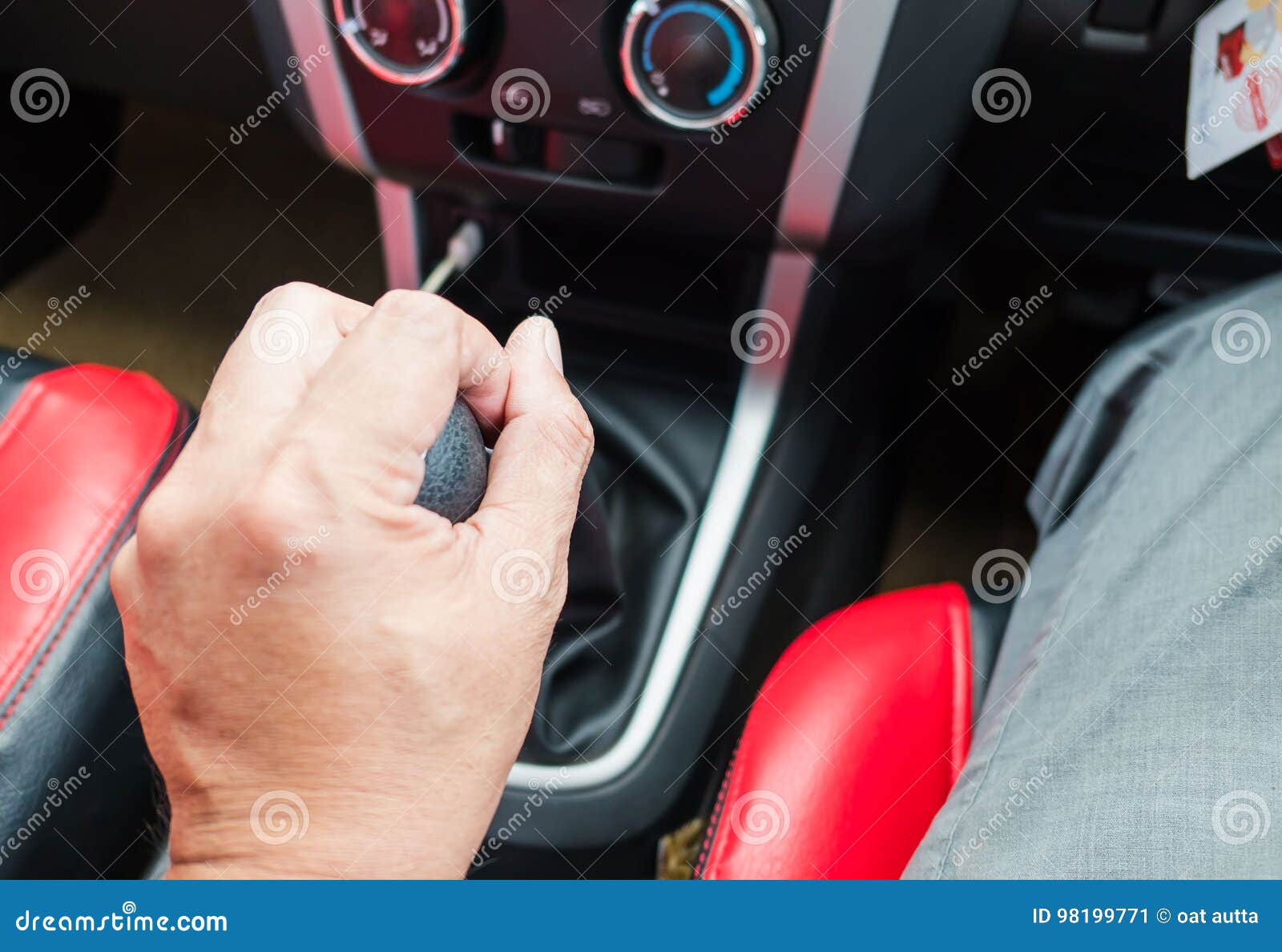 Closeup of Hand Gear Stick Driving Car Stock Image - Image of holding ...