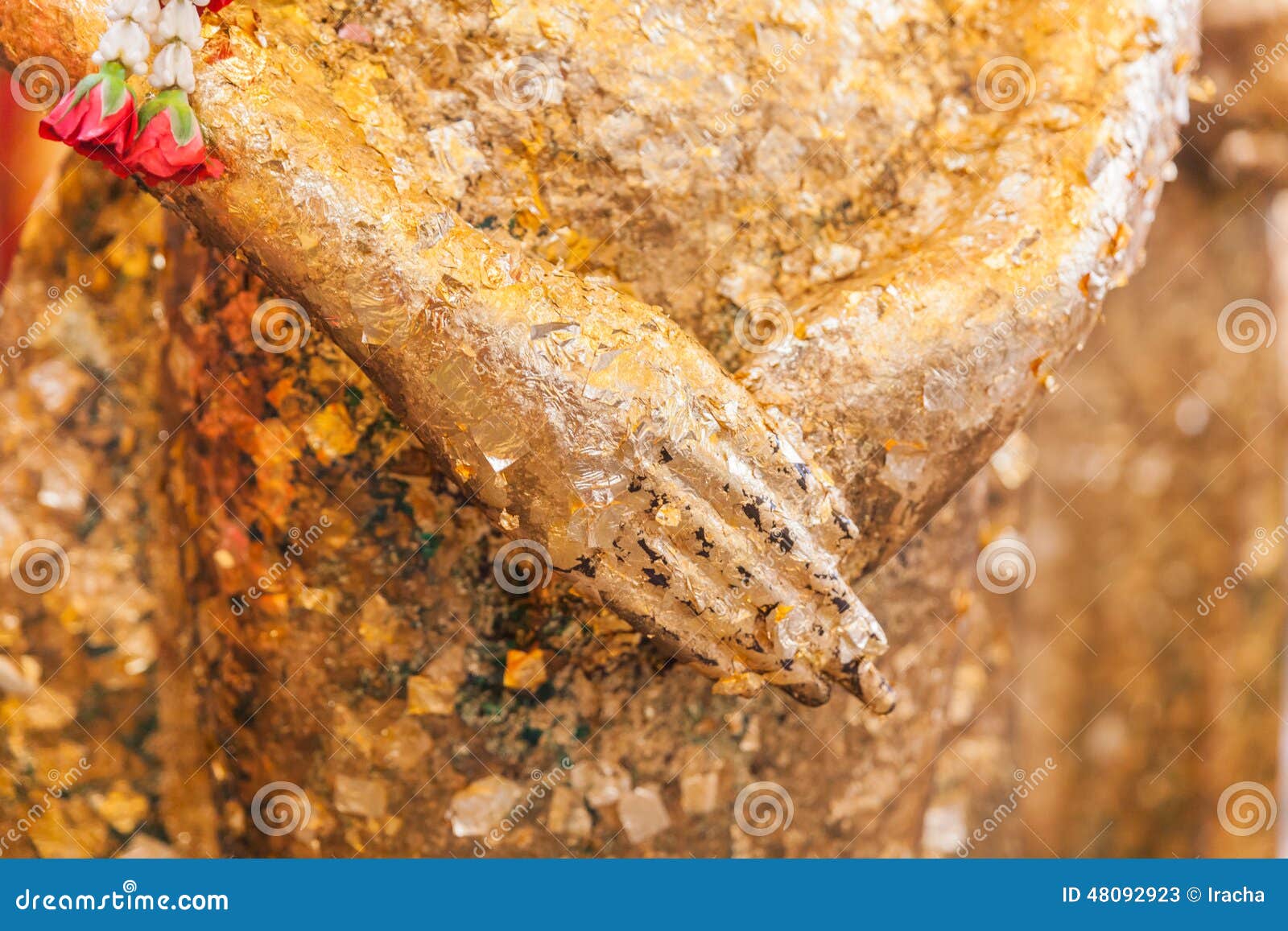 Closeup Hand of Gilded Ancient Buddha Statue Stock Image - Image of ...