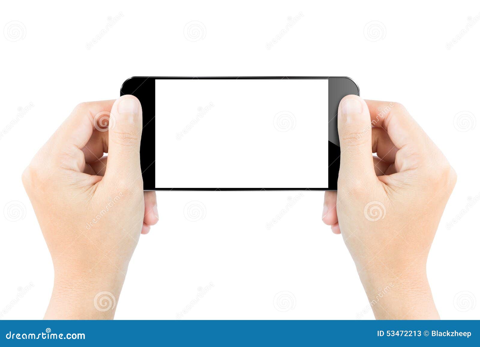 Closeup Hand Hold Smartphone Screen Display Isolated White Stock Image ...