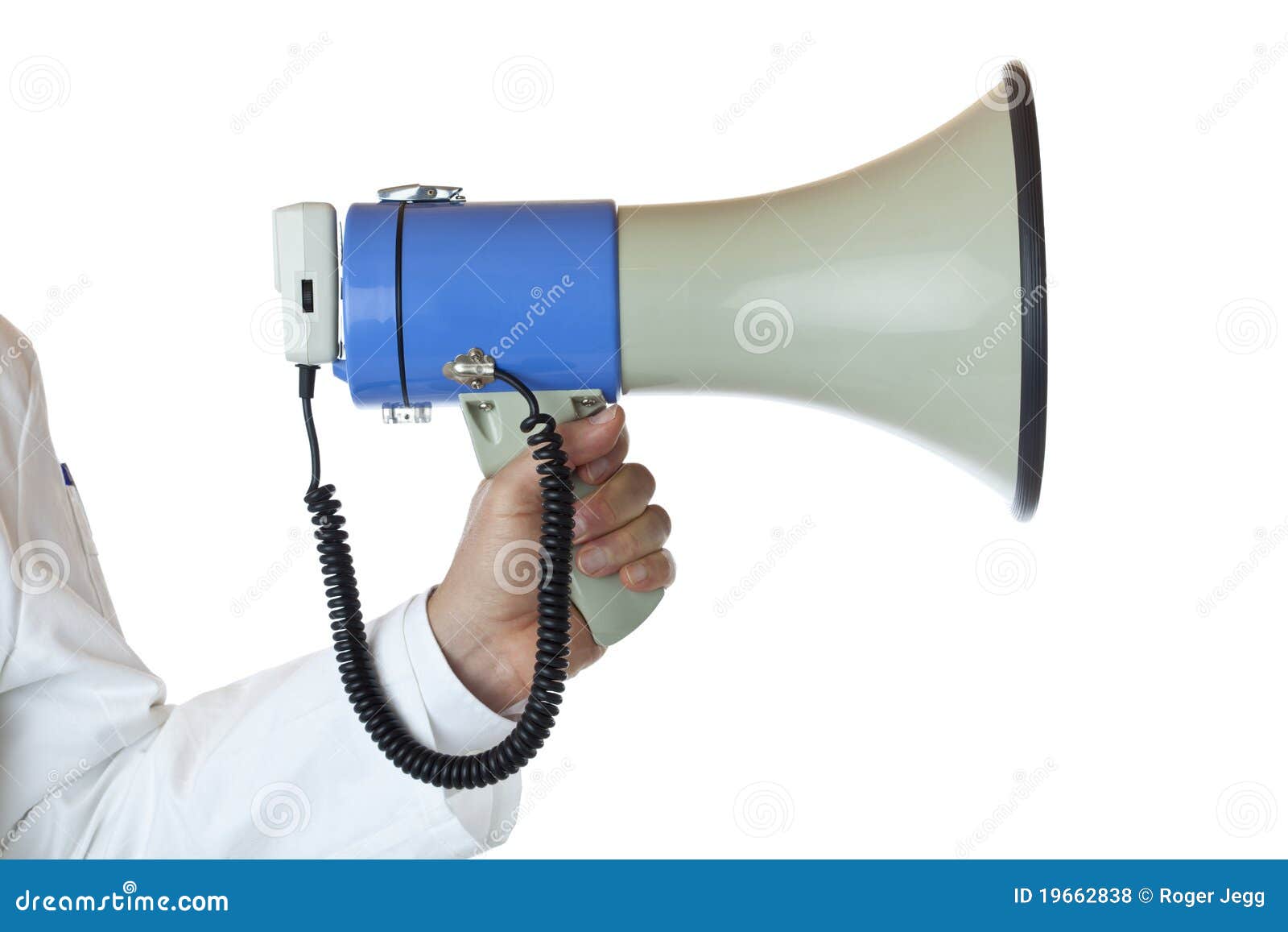 Closeup of a Hand Holding a Megaphone. Stock Photo - Image of bullhorn ...