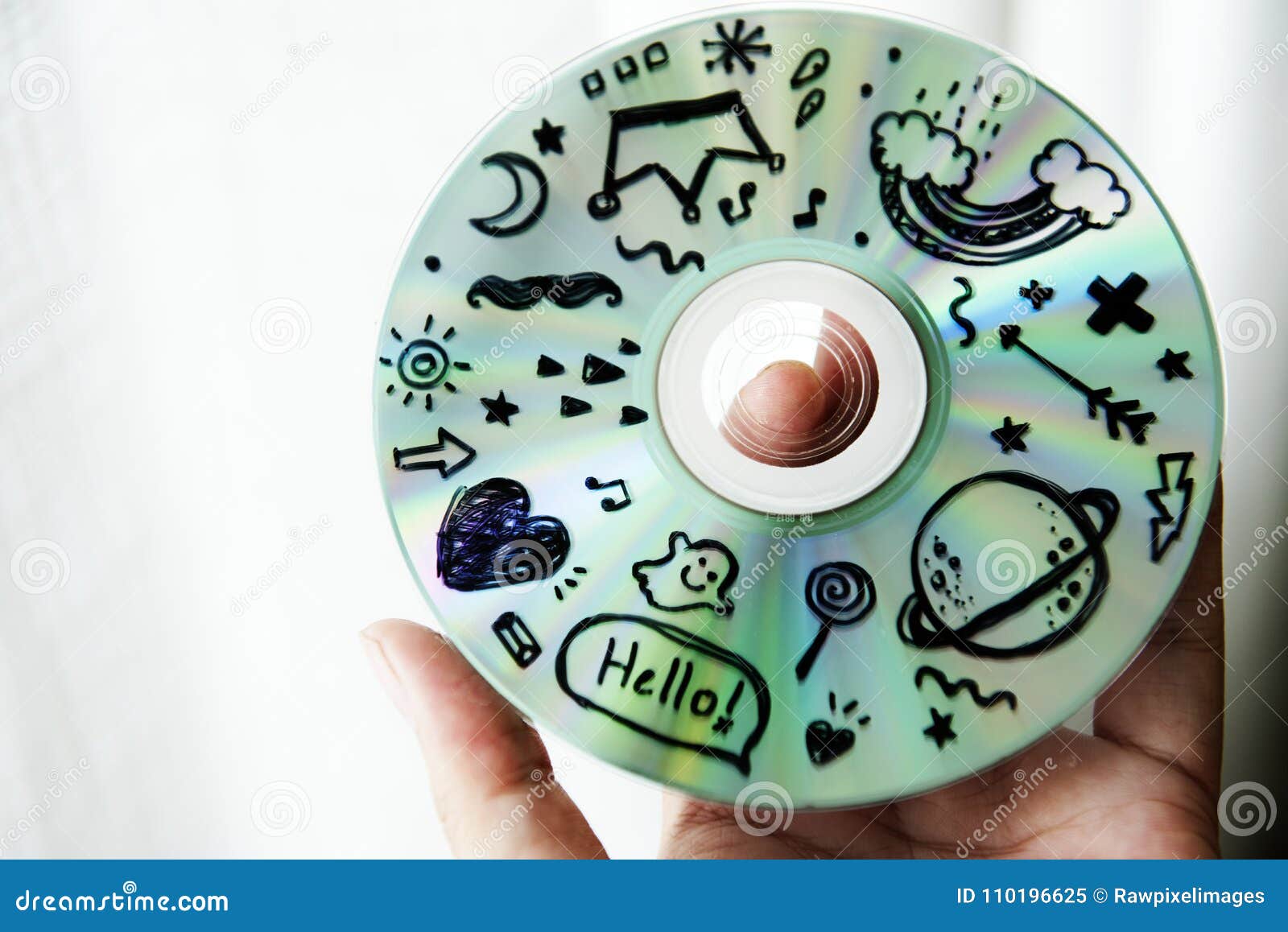 Closeup of Hand Holding Painted CD Stock Image - Image of disk, data ...