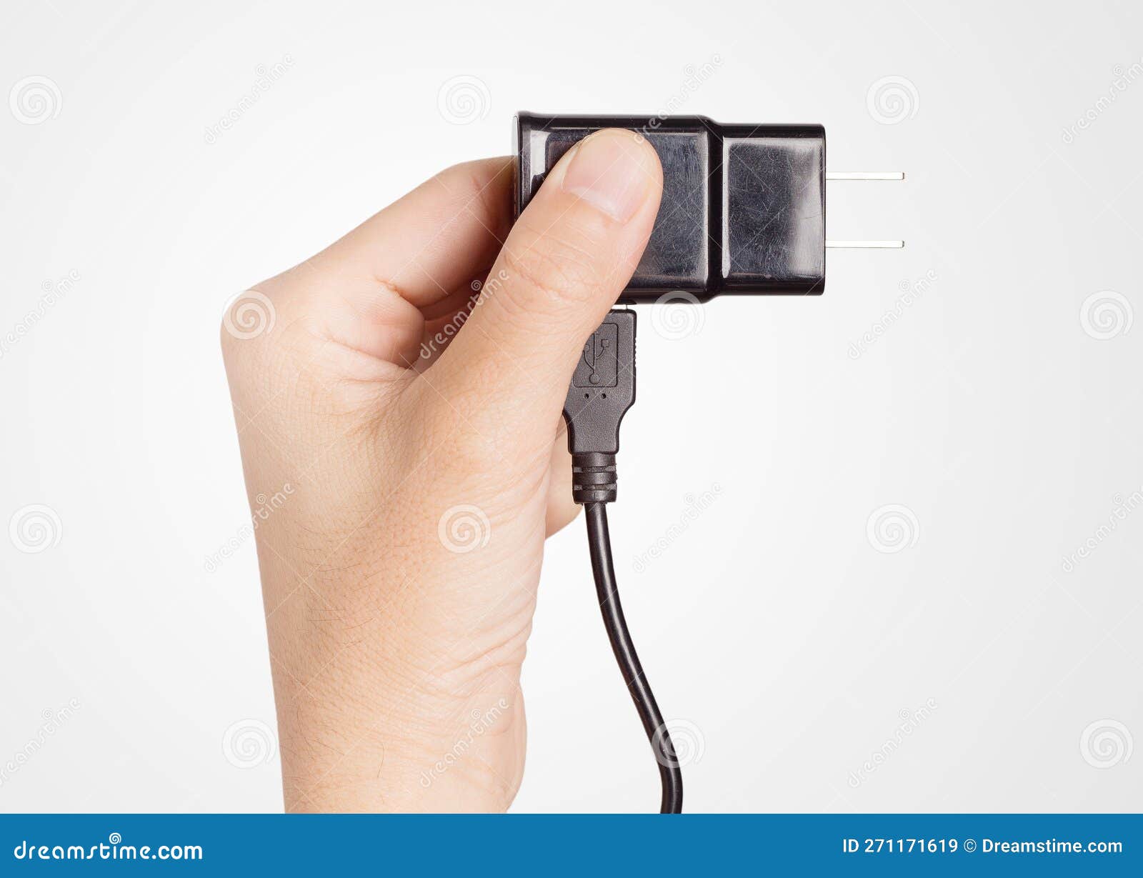 Closeup Hand Holding Power Plug Adapter Stock Image - Image of cord ...