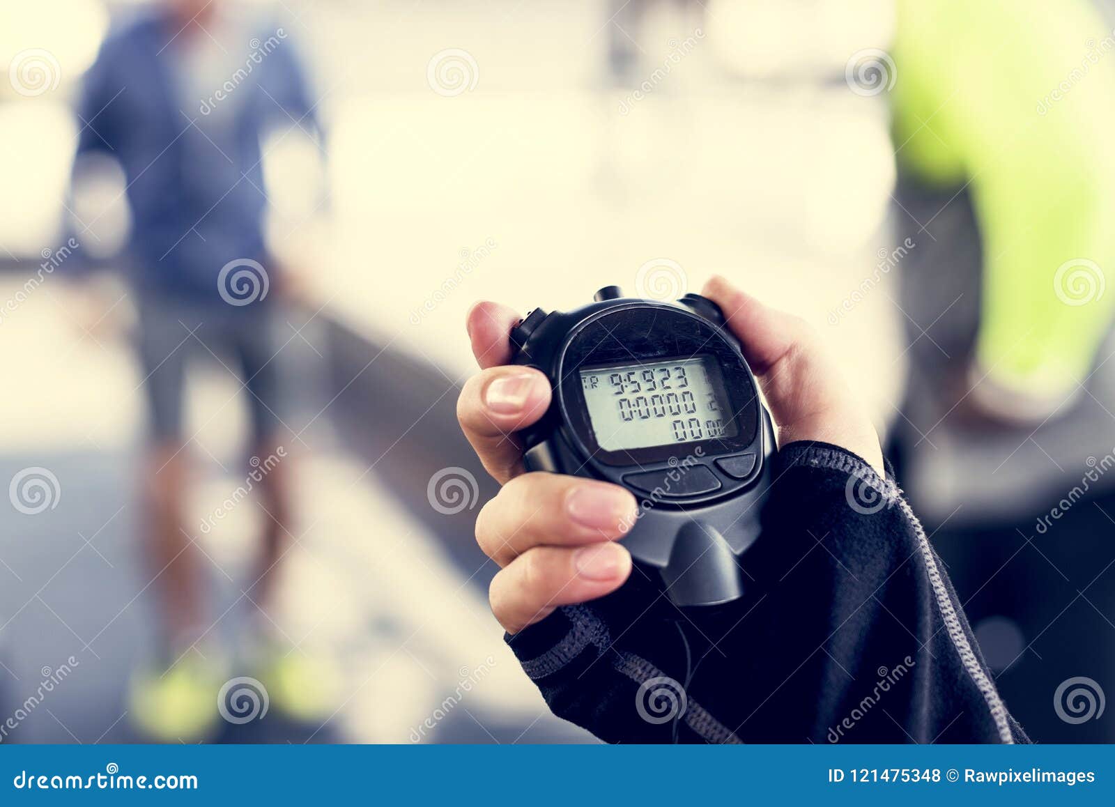Closeup of Hand Holding Stopwatch Stock Photo - Image of exercise ...
