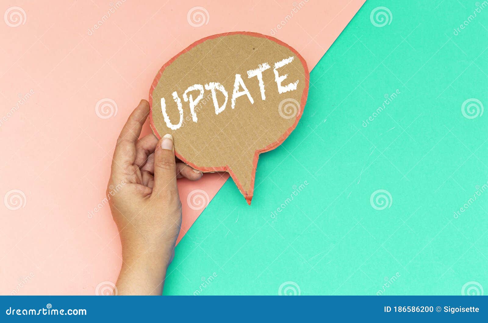Closeup Hand Holding Update Speech Bubble Stock Photo - Image of ...
