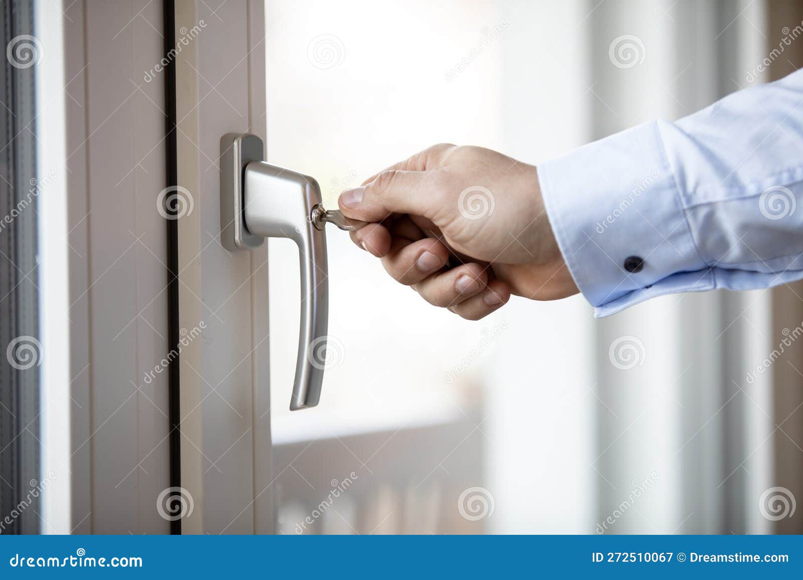 Closeup of a Hand Locking Balcony Door Stock Image - Image of space ...