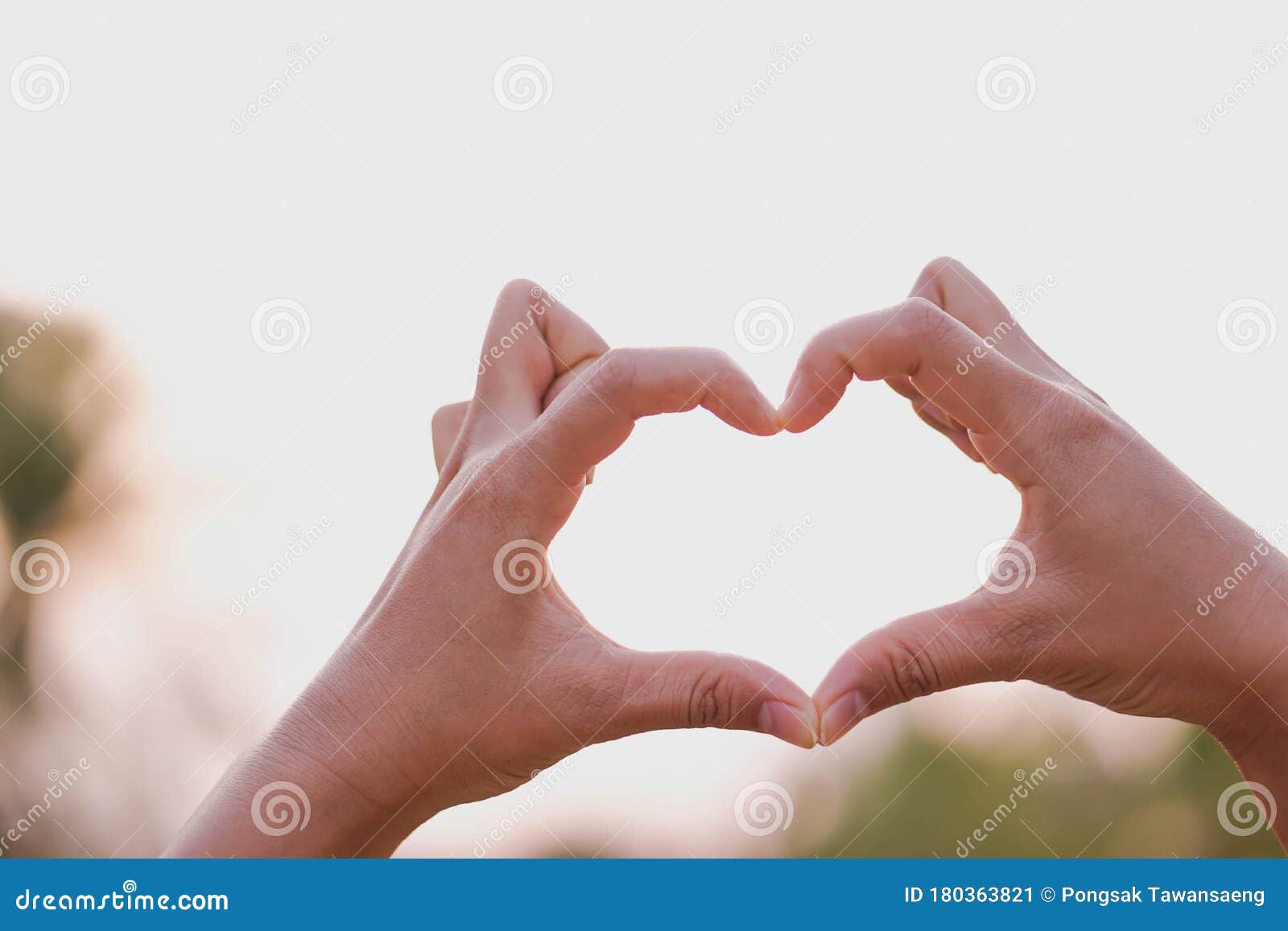 Closeup Hand Make Heart Shape with Nature Background, Selective Focus ...