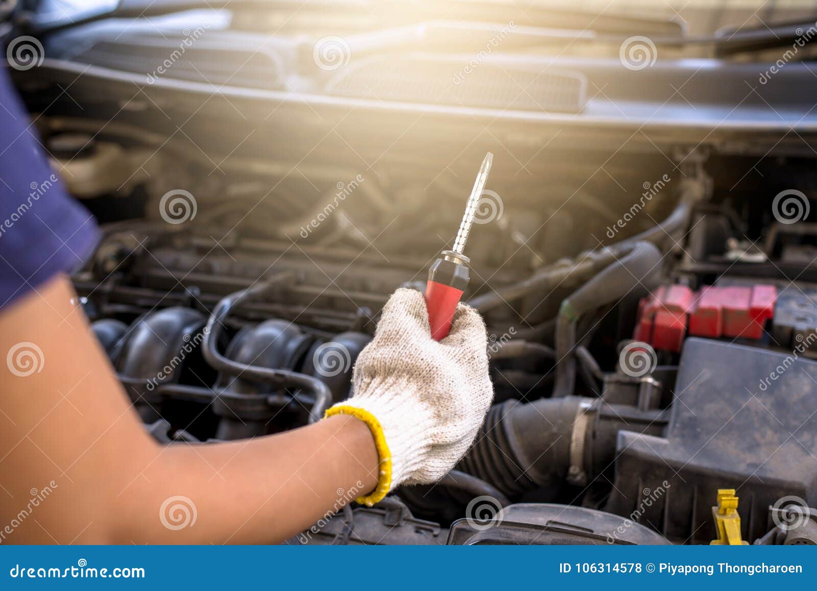 Hand Mechanic Engineer Fixing Car at Garage,concept Car Maintenance ...