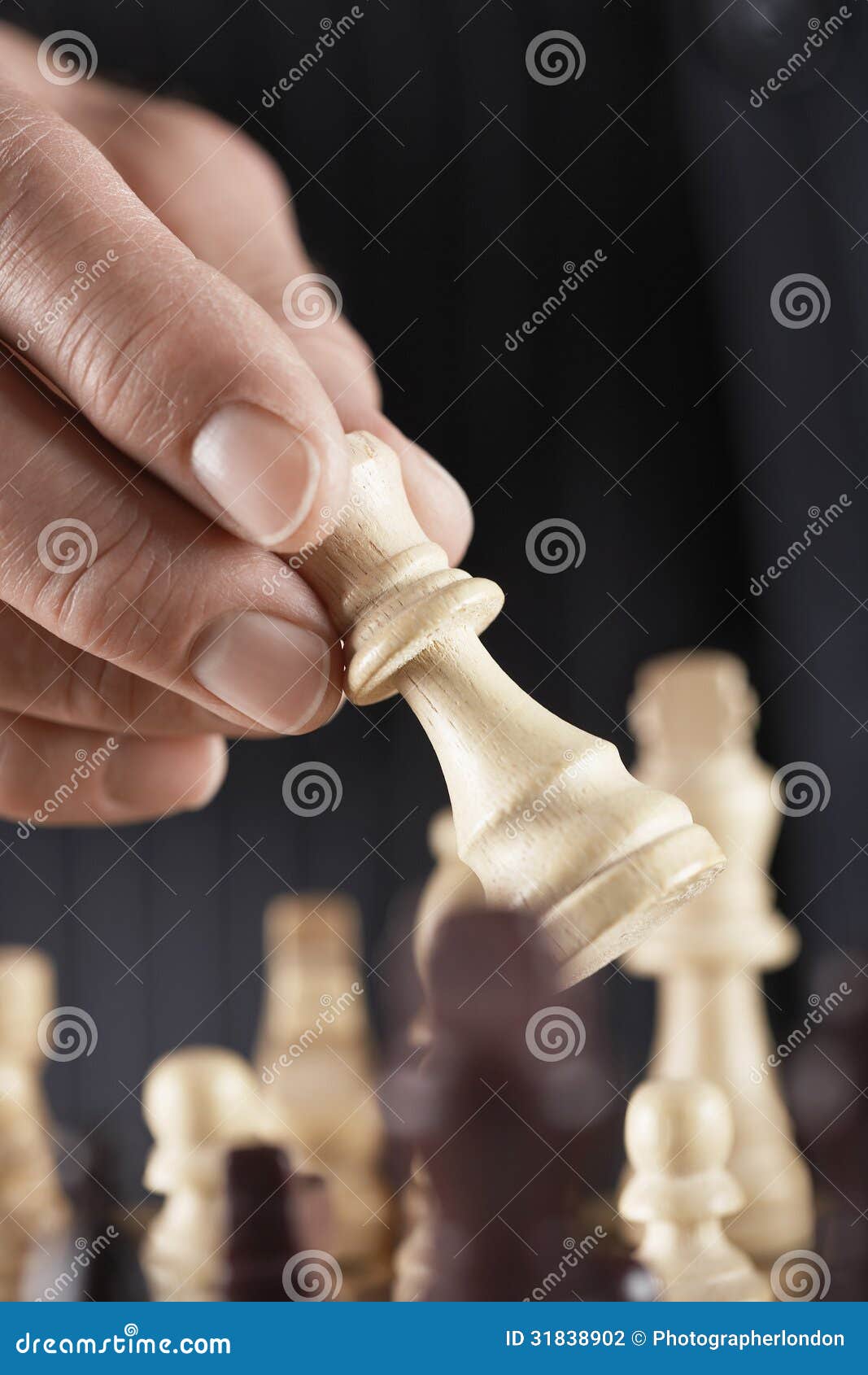 Closeup Of Hand Playing Chess Stock Photo - Image of progress, strategy ...