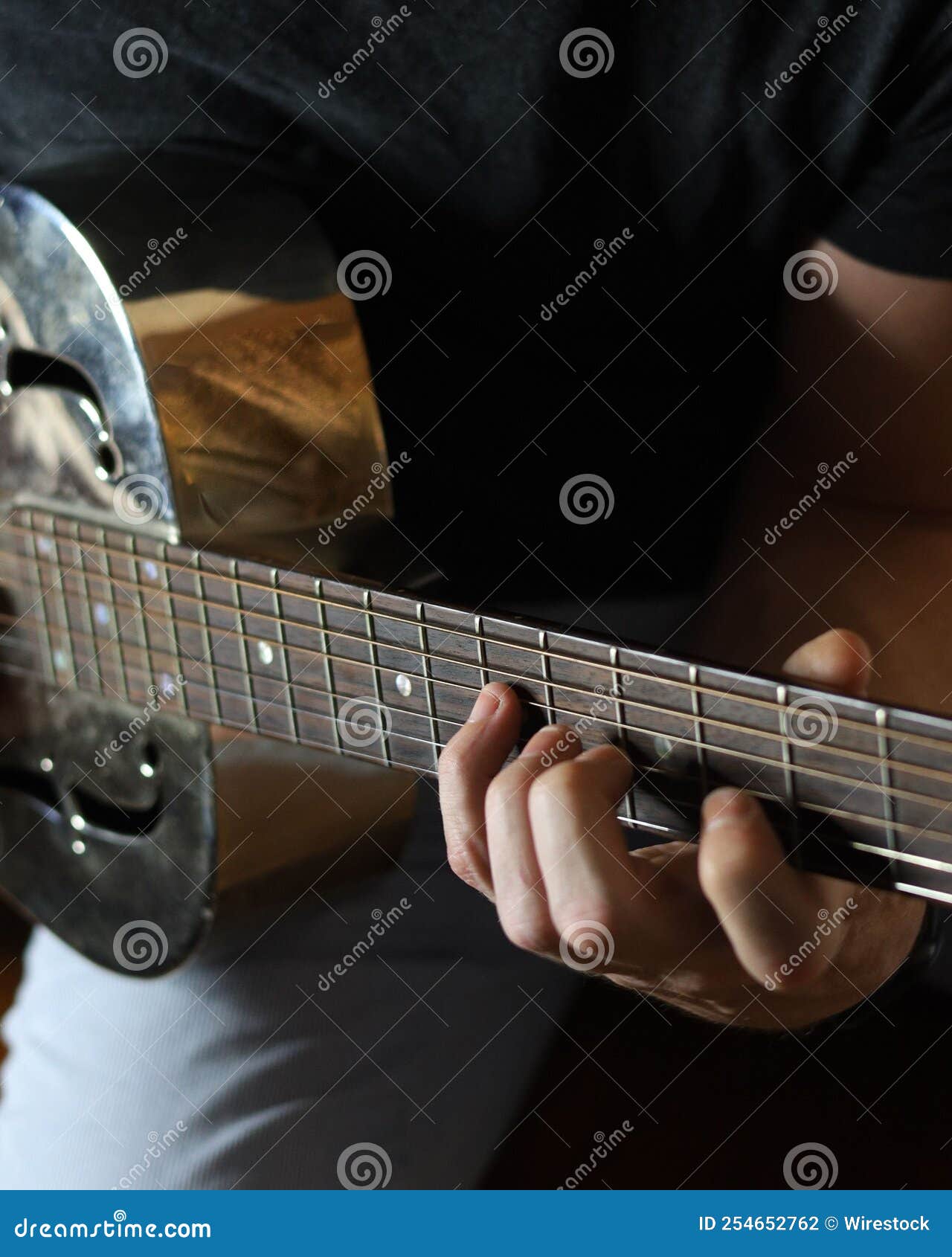 Closeup of a Hand Playing a Guitar Stock Photo - Image of musician ...