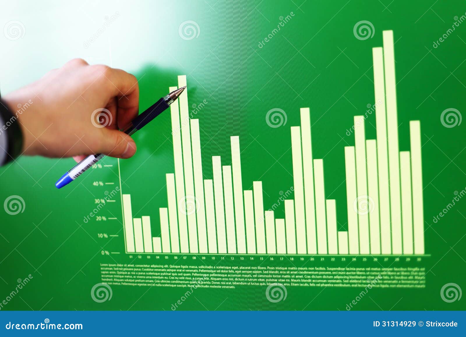 Closeup of Hand Pointing on a Graph Data Stock Image - Image of macro ...