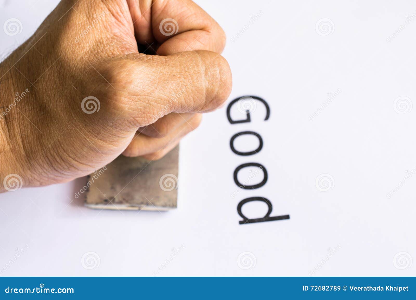 Closeup of Hand Stamping Document with Rubber Stamp Stock Image - Image ...