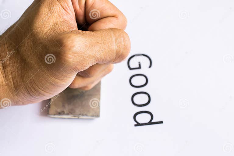 Closeup of Hand Stamping Document with Rubber Stamp Stock Image - Image ...