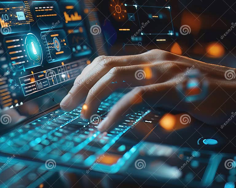 A Closeup of a Hand Typing on a Keyboard Accessing a Quantum Computing ...