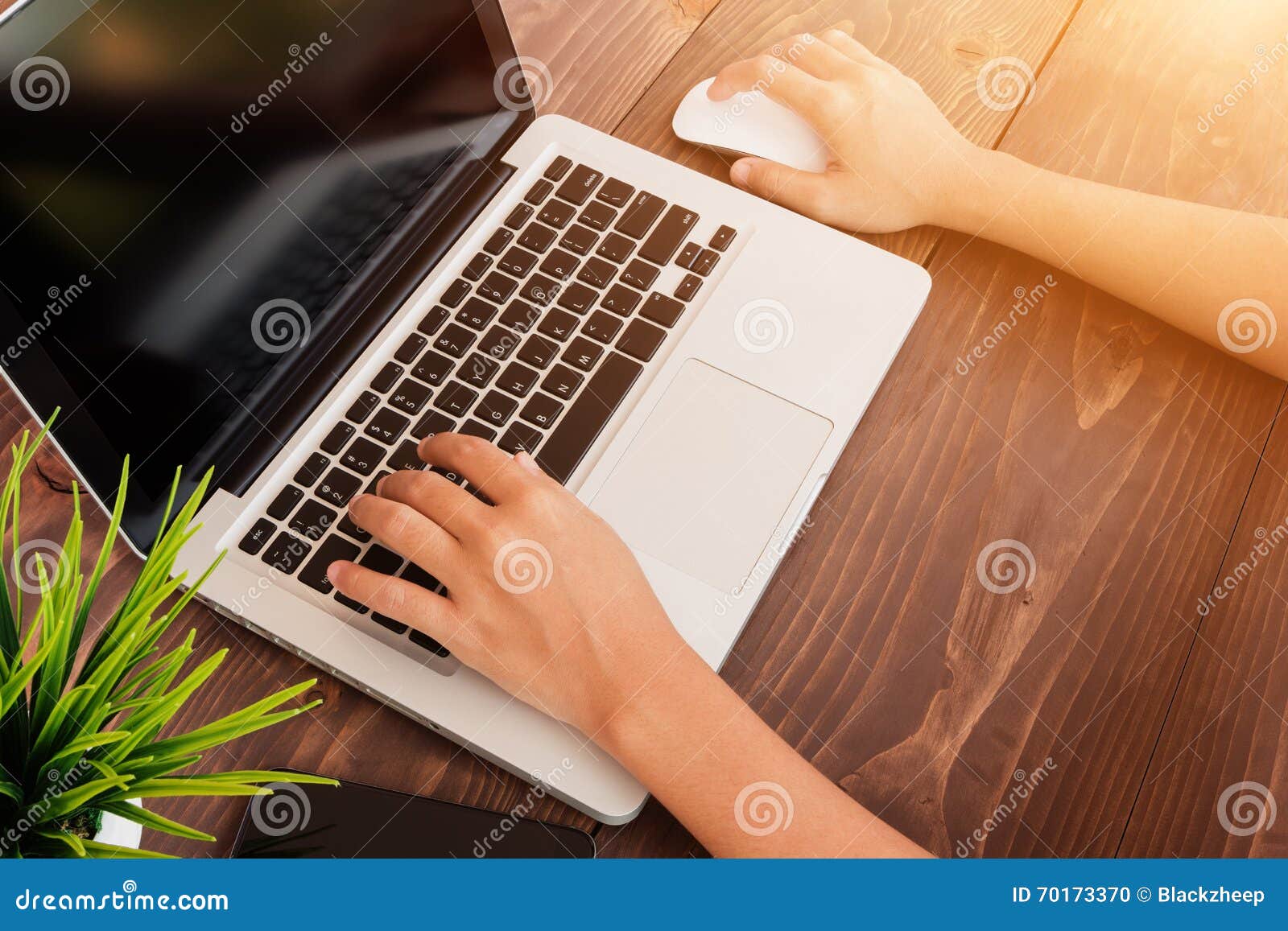 Closeup Hand Using Laptop Working in Office Stock Photo - Image of ...