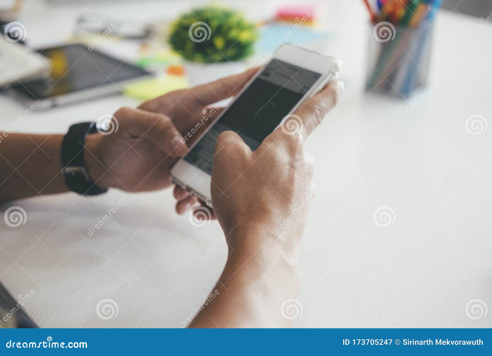 Closeup Hand Using Mobilephone Stock Image - Image of learning, mobile ...