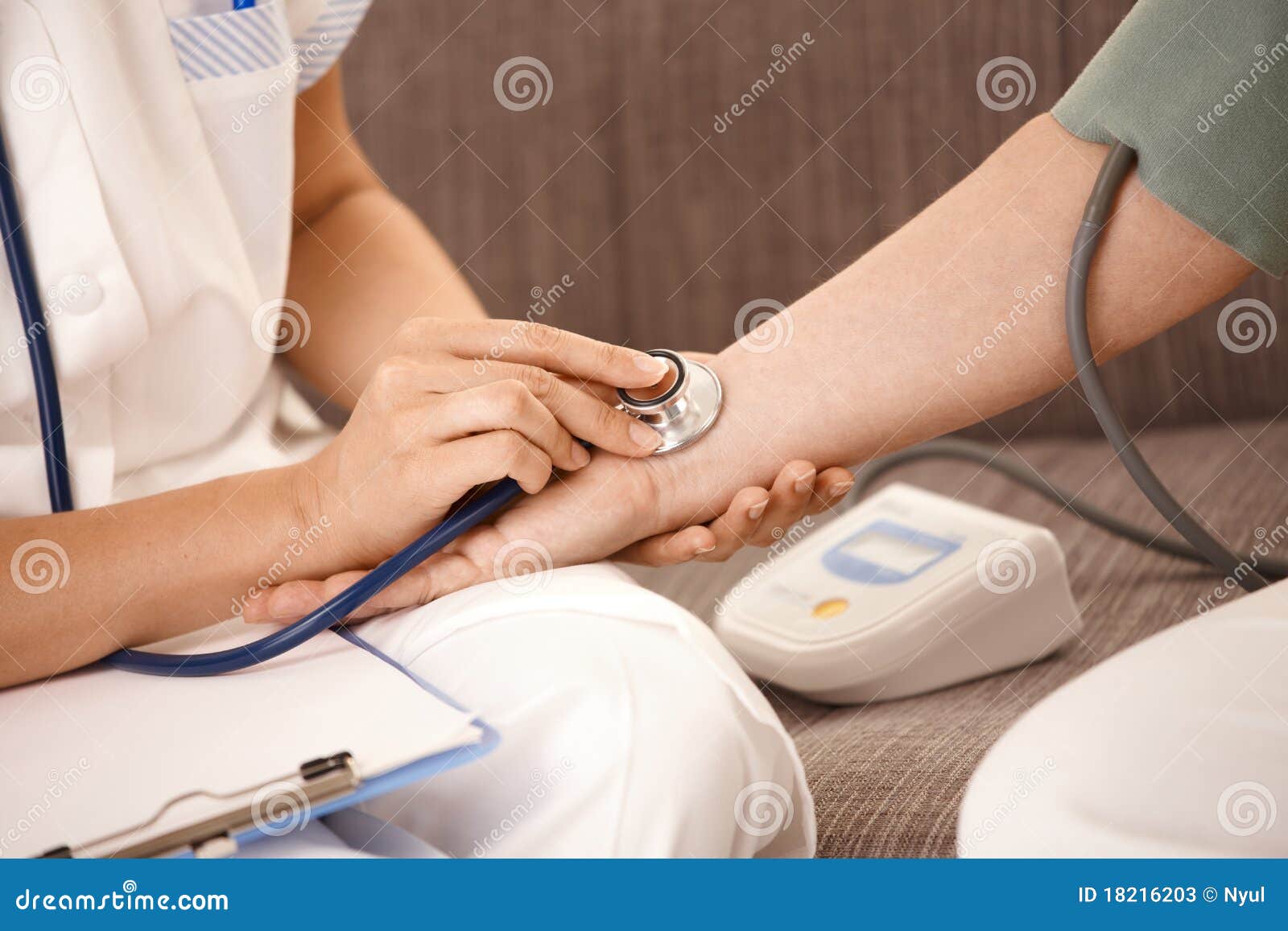 Closeup of Hand Using Stethoscope on Wrist Stock Image - Image of hands ...
