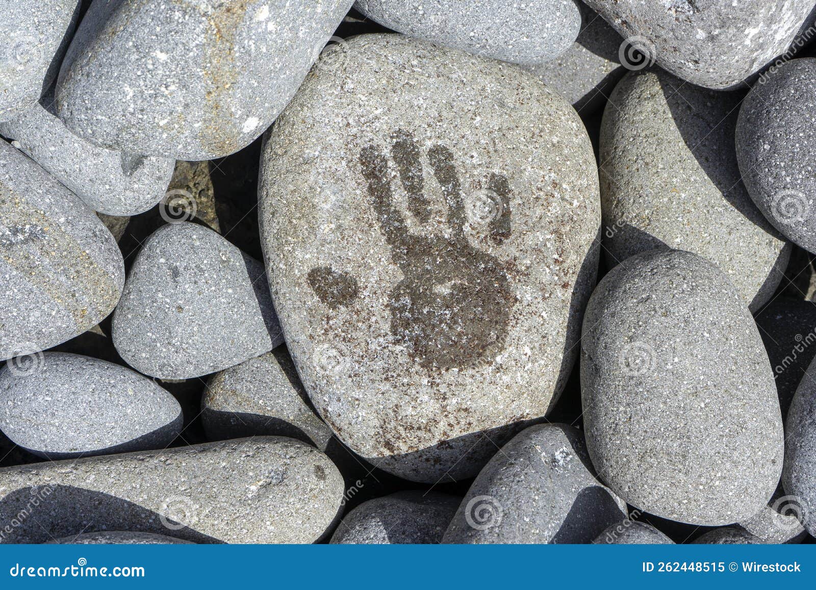 Closeup of the Handprint on the Stone Under Sunlight. Stock Image ...