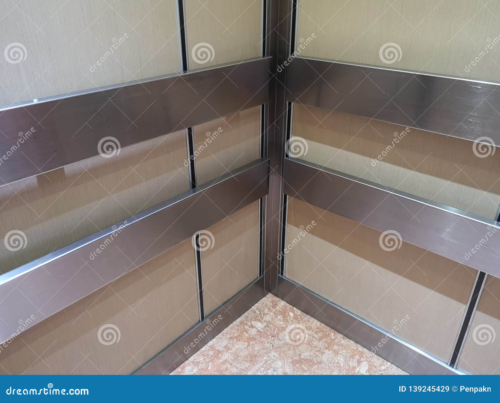 Handrail Stainless Wall Protection Systems in Lift Stock Image - Image ...