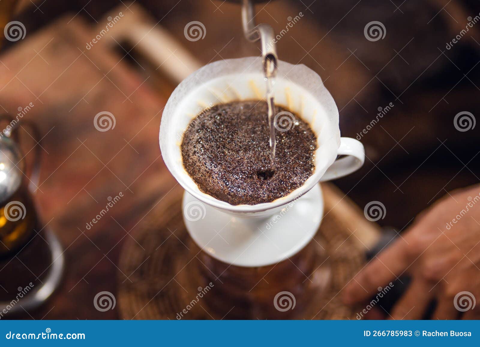 Closeup of Hands Barista Make Coffee Stock Image - Image of beverage ...