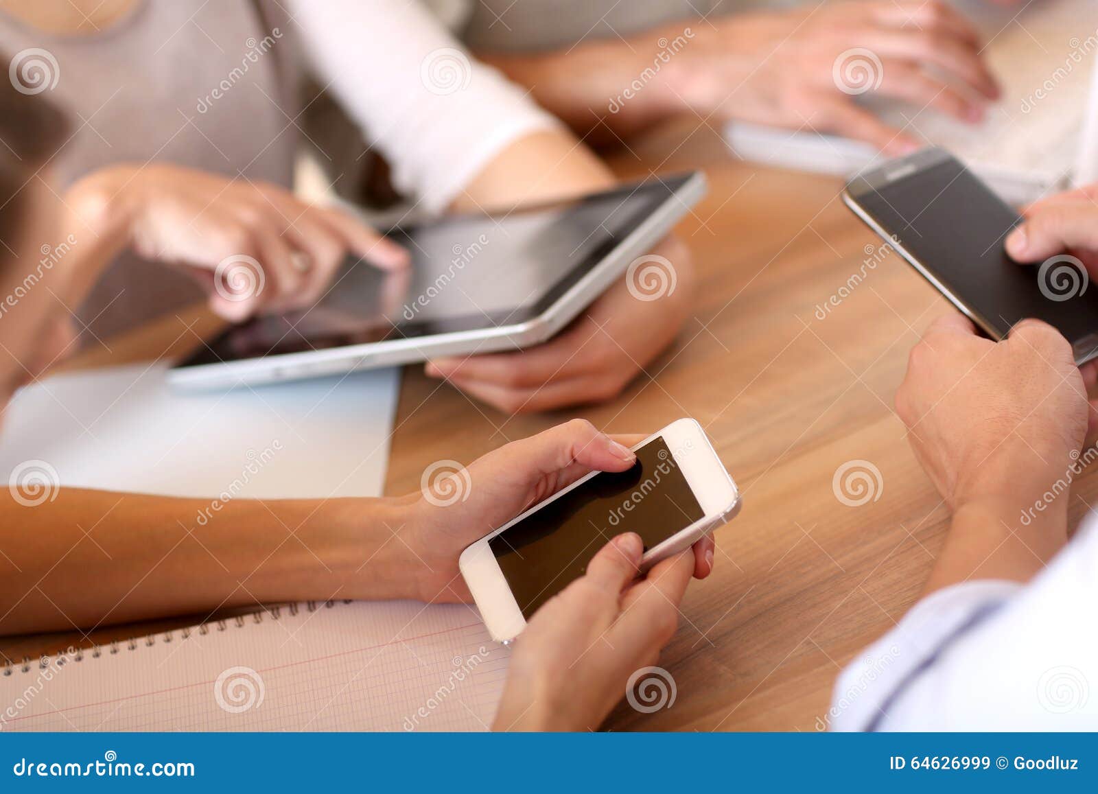 Closeup of Hands of Business People Using Tablets Stock Image - Image ...