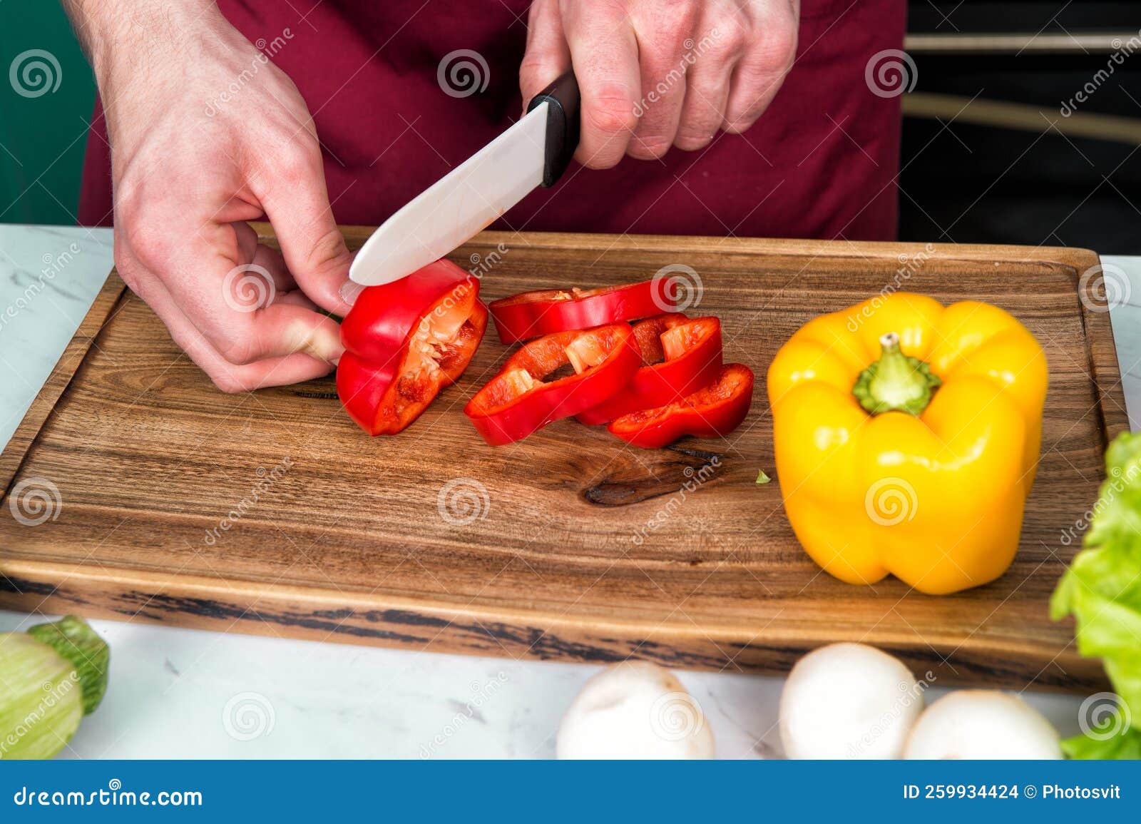 Closeup of Hands Cutting Vegetables with Knife Stock Photo - Image of ...