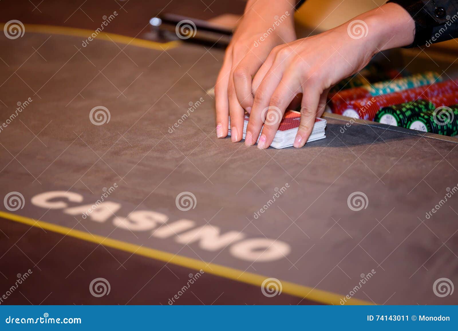 Closeup of Hands of Dealer with Cards, Selective Focus Stock Image ...