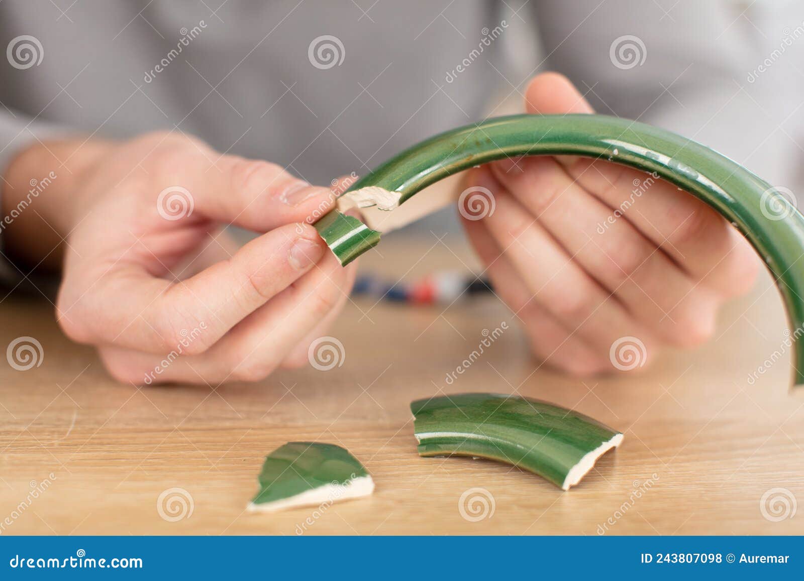Closeup Hands Fixing Broken Flower Pot Stock Photo - Image of green ...