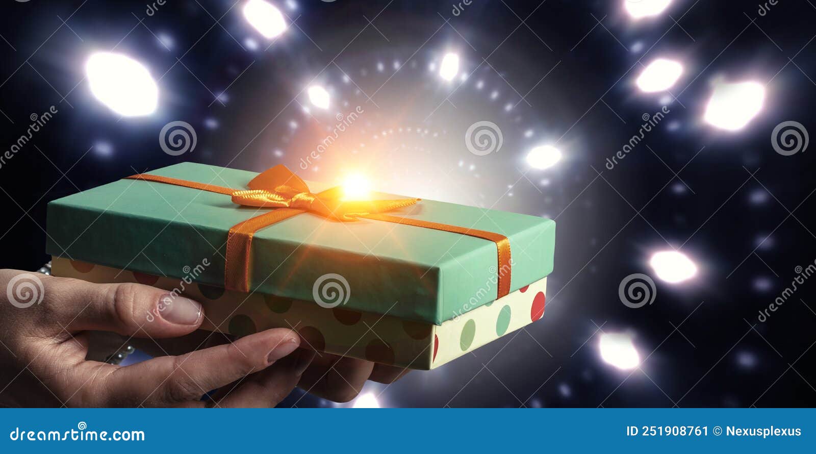 Closeup Hands Giving Surprise Gift Box Stock Image - Image of xmas ...