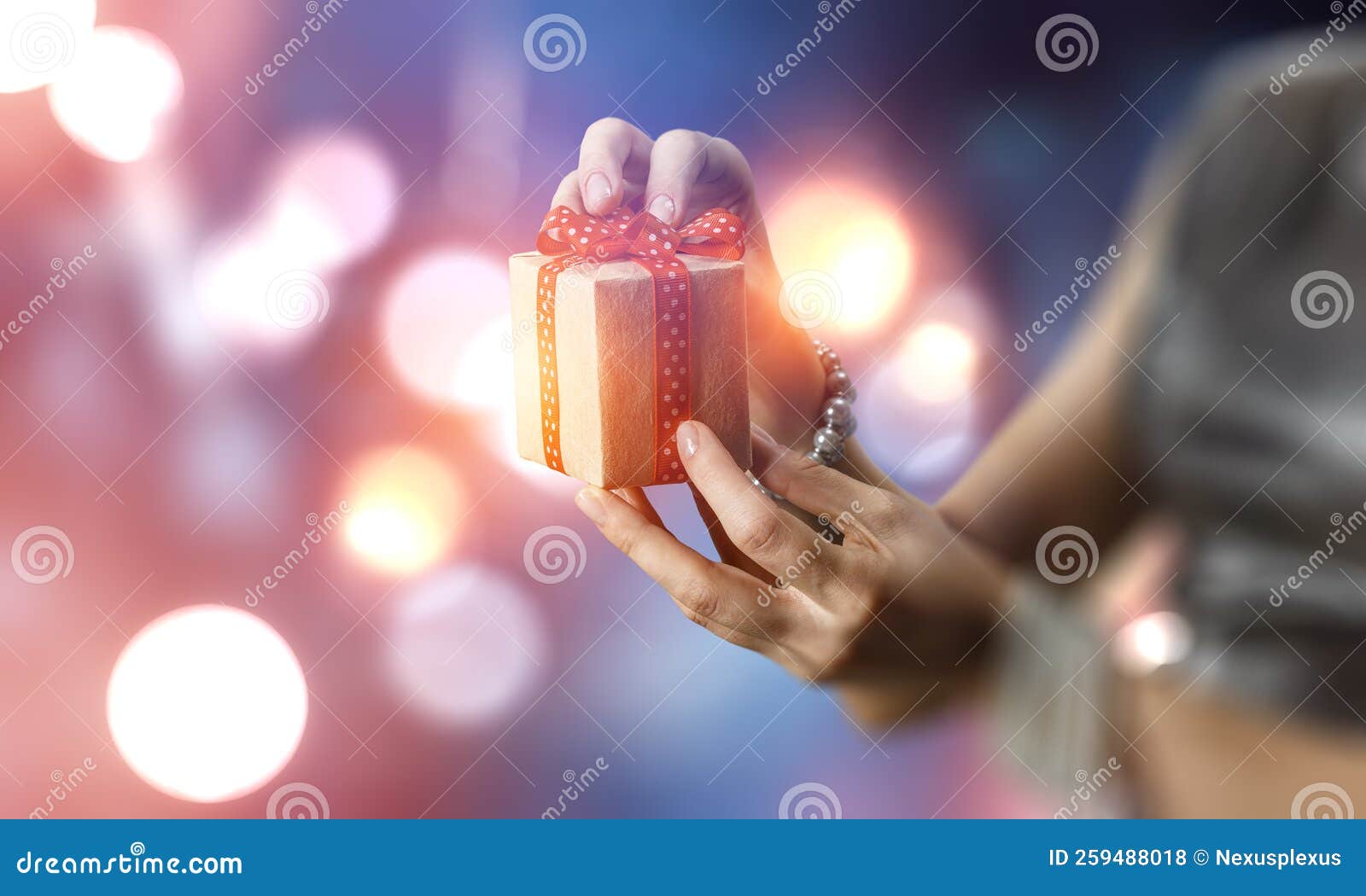 Closeup Hands Giving Surprise Gift Box Stock Photo - Image of love ...
