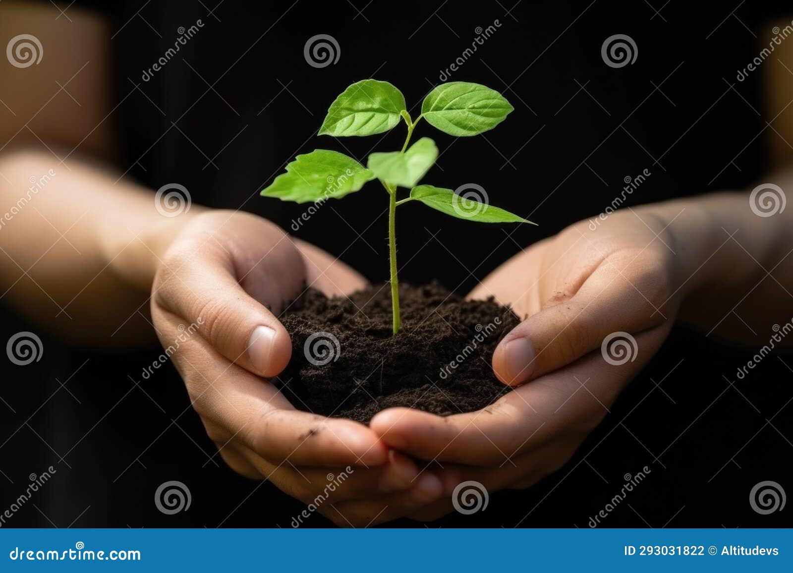Closeup of Hands Holding a Sapling Stock Illustration - Illustration of ...