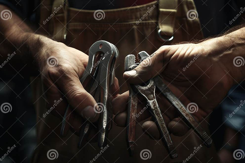 Closeup of Hands Holding Tools Symbolizing the Stock Illustration ...