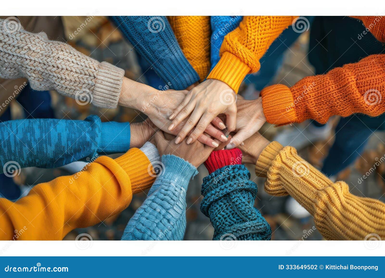 Closeup of Hands Joining Together in a Huddle, Unity and Cooperation ...