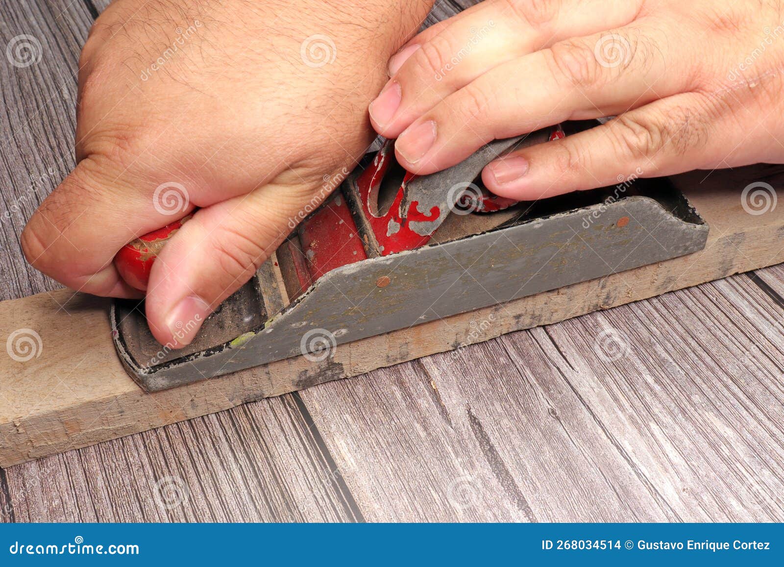 Closeup of Hands of a Man Working Tool Planed Carpentry Stock Photo ...
