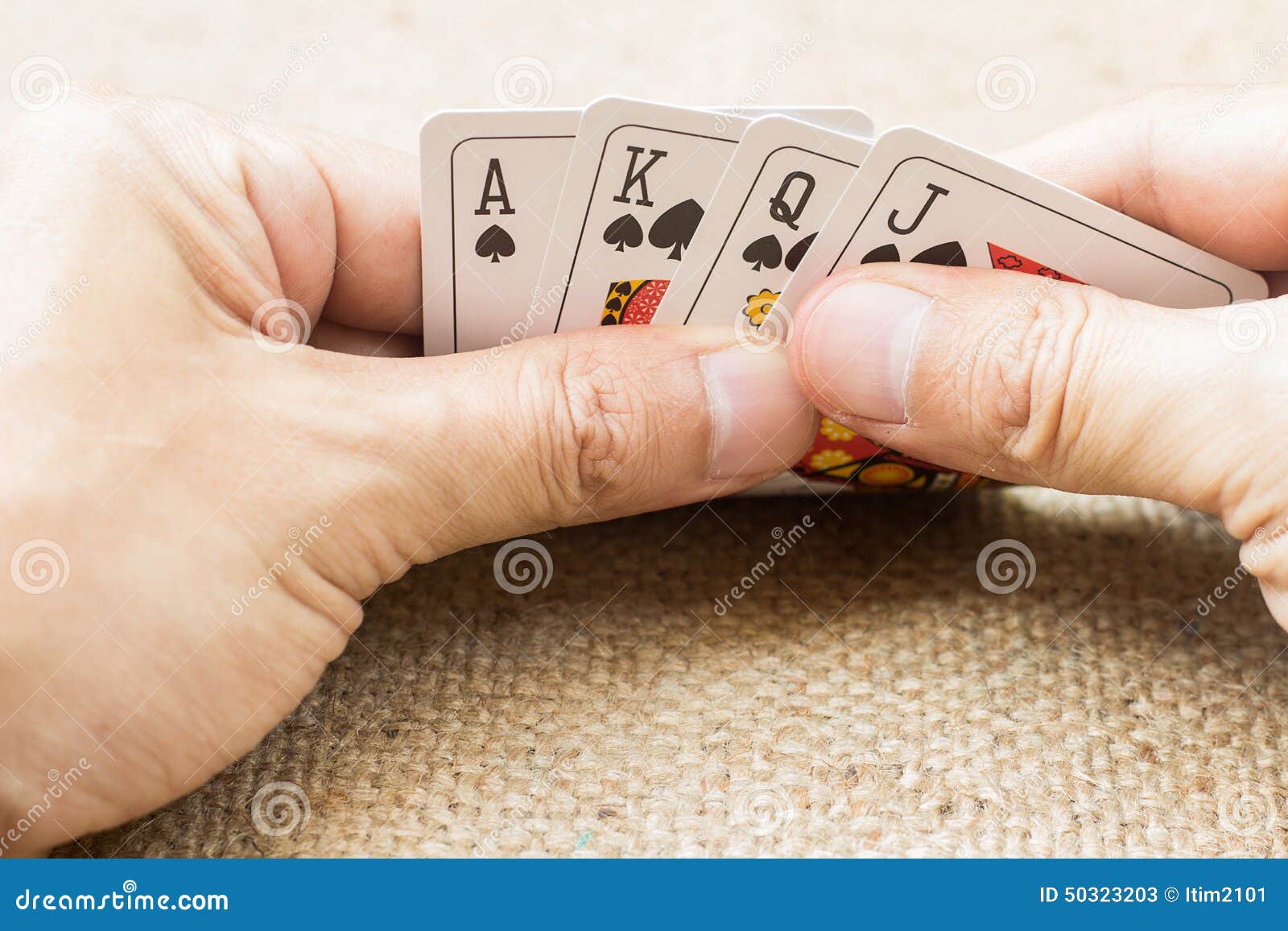 Closeup of Hands with Playing Cards Stock Image - Image of chance ...