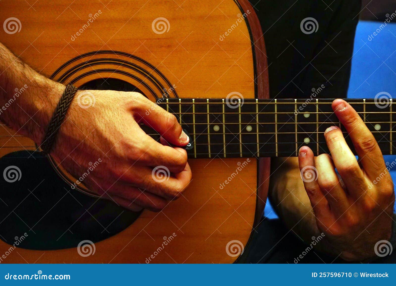 Closeup of the Hands Playing the Guitar. Stock Photo - Image of detail ...