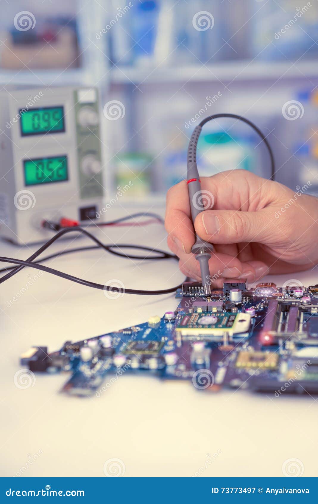 Closeup on the Hands of Tech Checking Motherboard Stock Image - Image ...