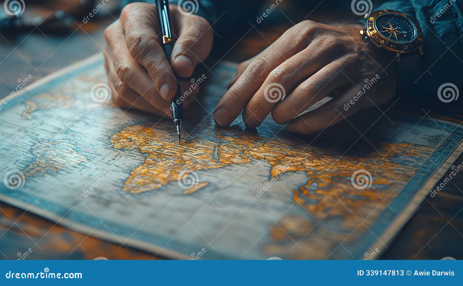 Closeup of Hands Tracing a World Map with a Pen - Photo Stock ...