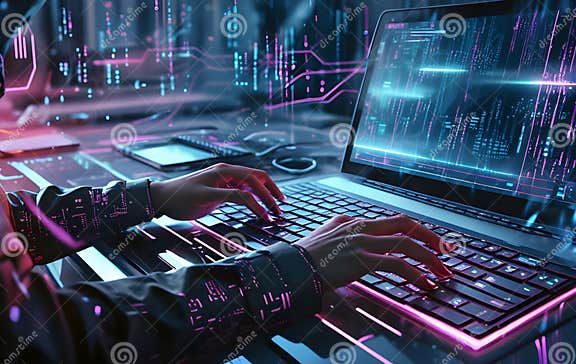 Closeup of Hands Typing on a Keyboard with Digital Technology, Software ...