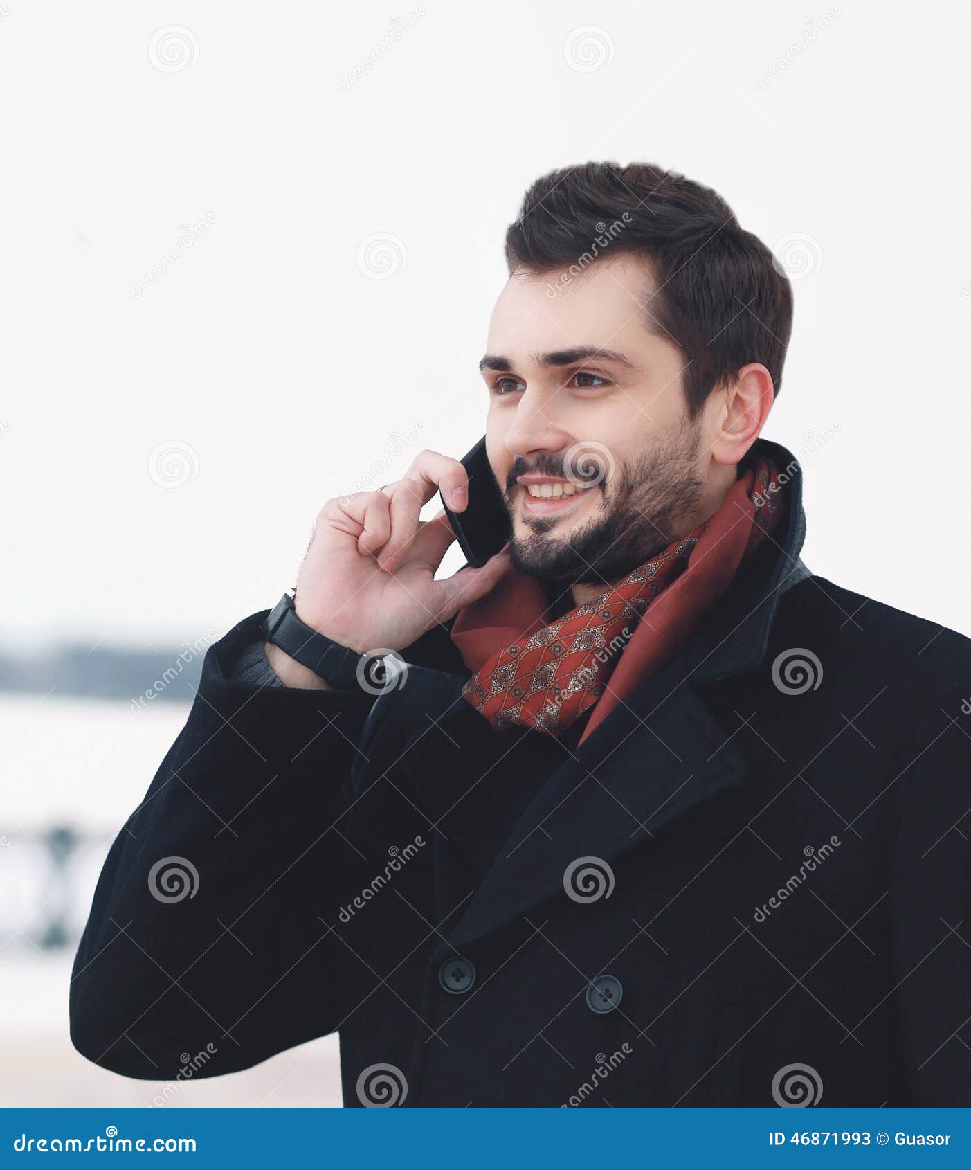 Closeup Handsome Elegant Man Talking on the Smartphone Stock Image ...